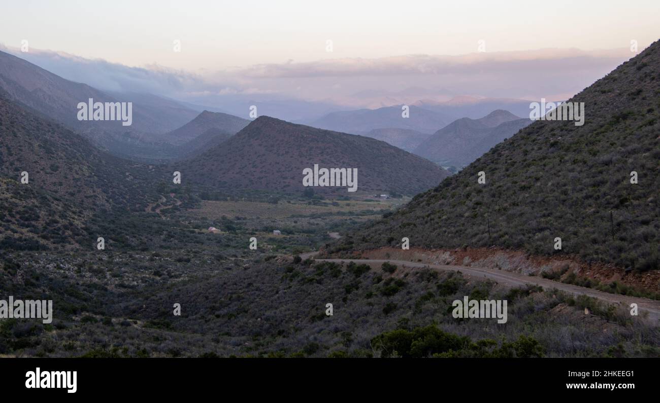 A valley with rolling hills in the Central Karoo region of South Africa ...