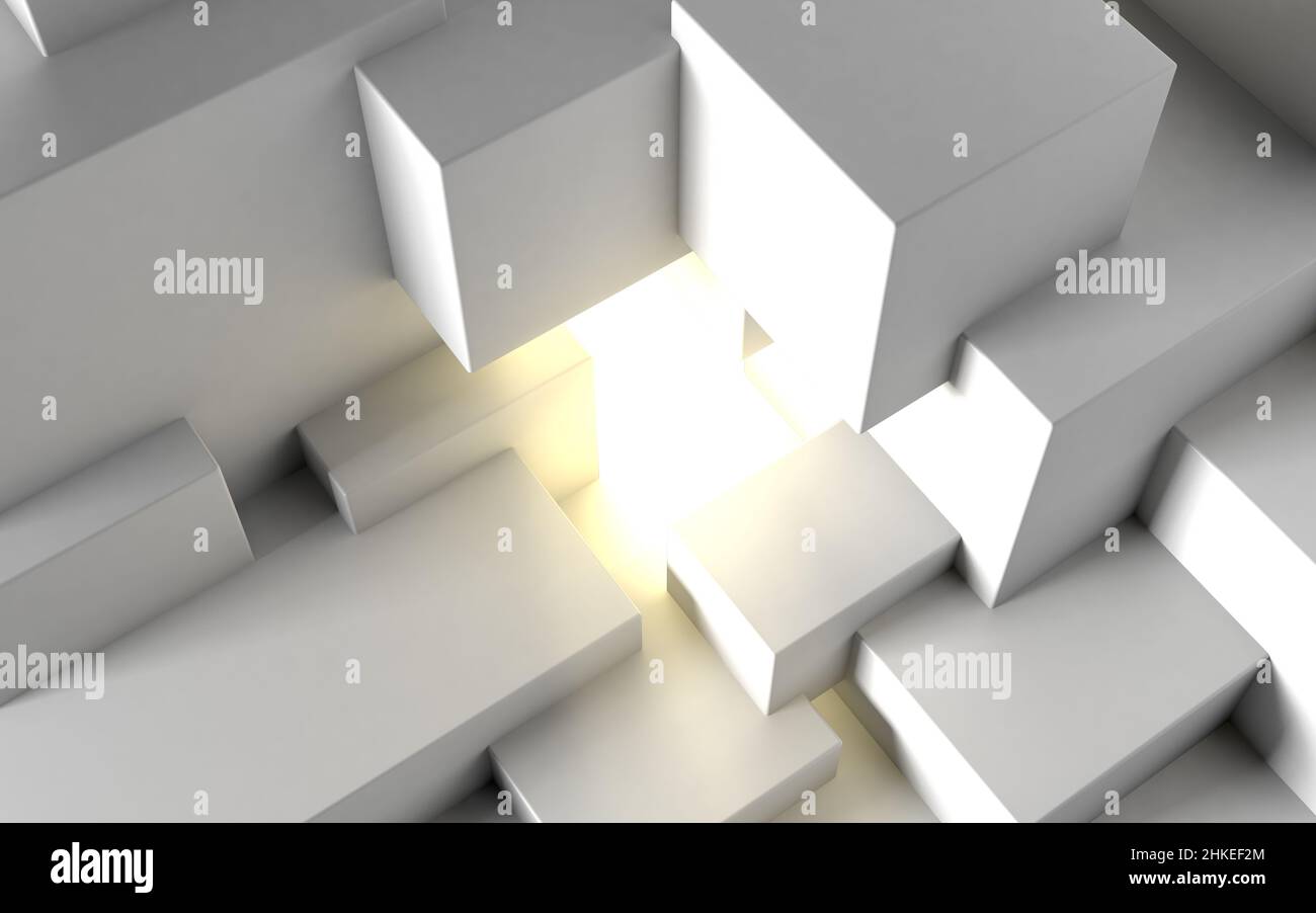 Abstract architectural background with cube construction or stage and ...