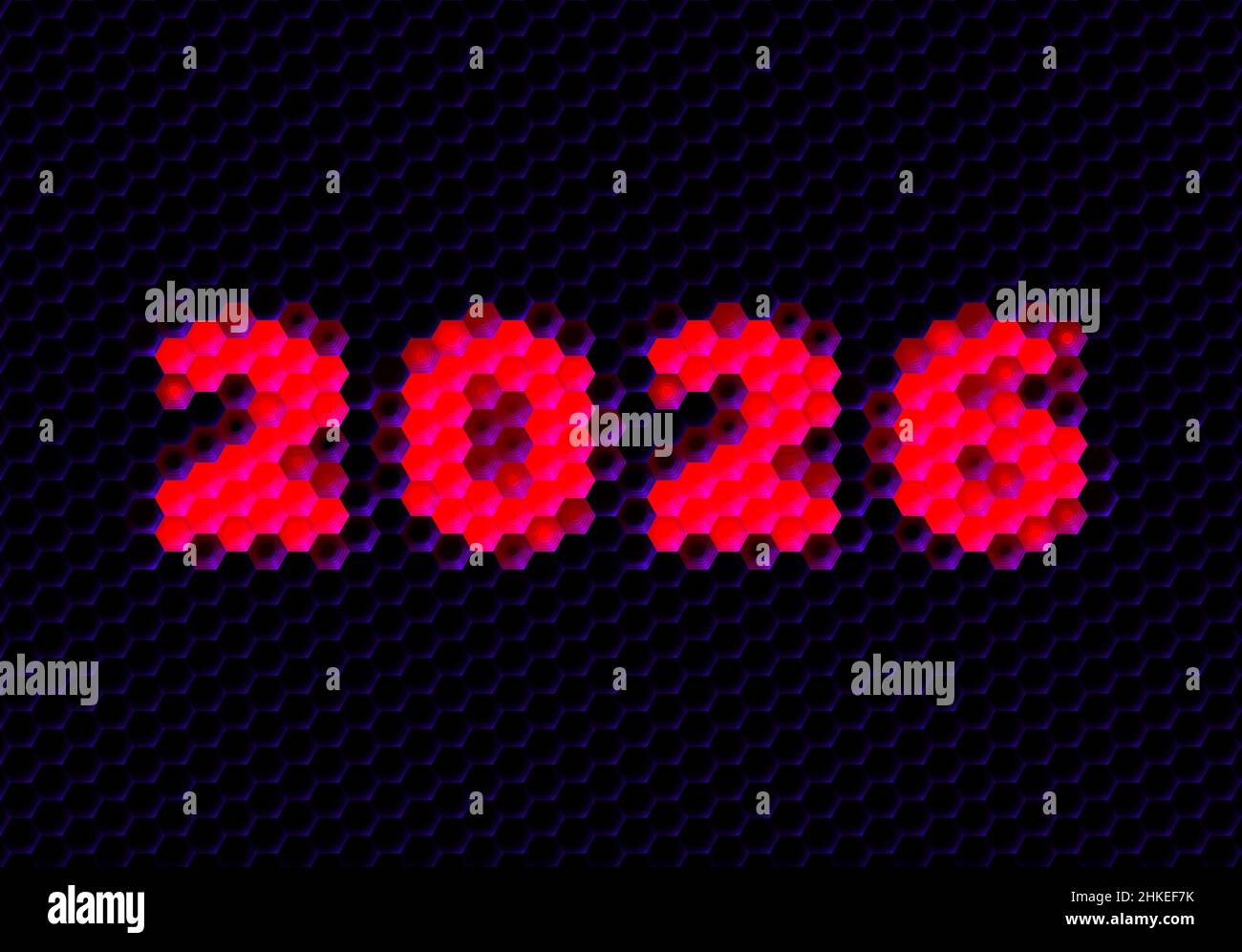 Sign of the 2026 year with hex pixel grid. New Years number or digits ...