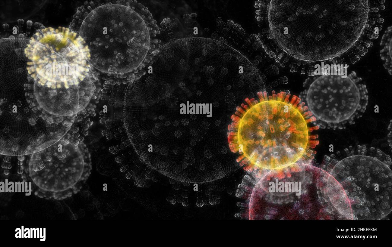 Close-up of virus under microscope, SARS-CoV-2 COVID-19 or NeoCoV Stock ...