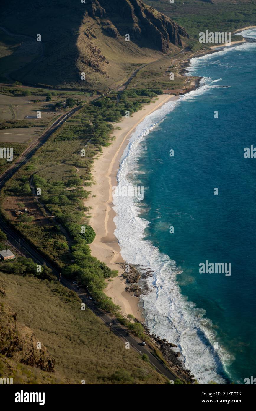 Tropical Oahu, Hawaii Beach with Aerial View Stock Photo - Alamy