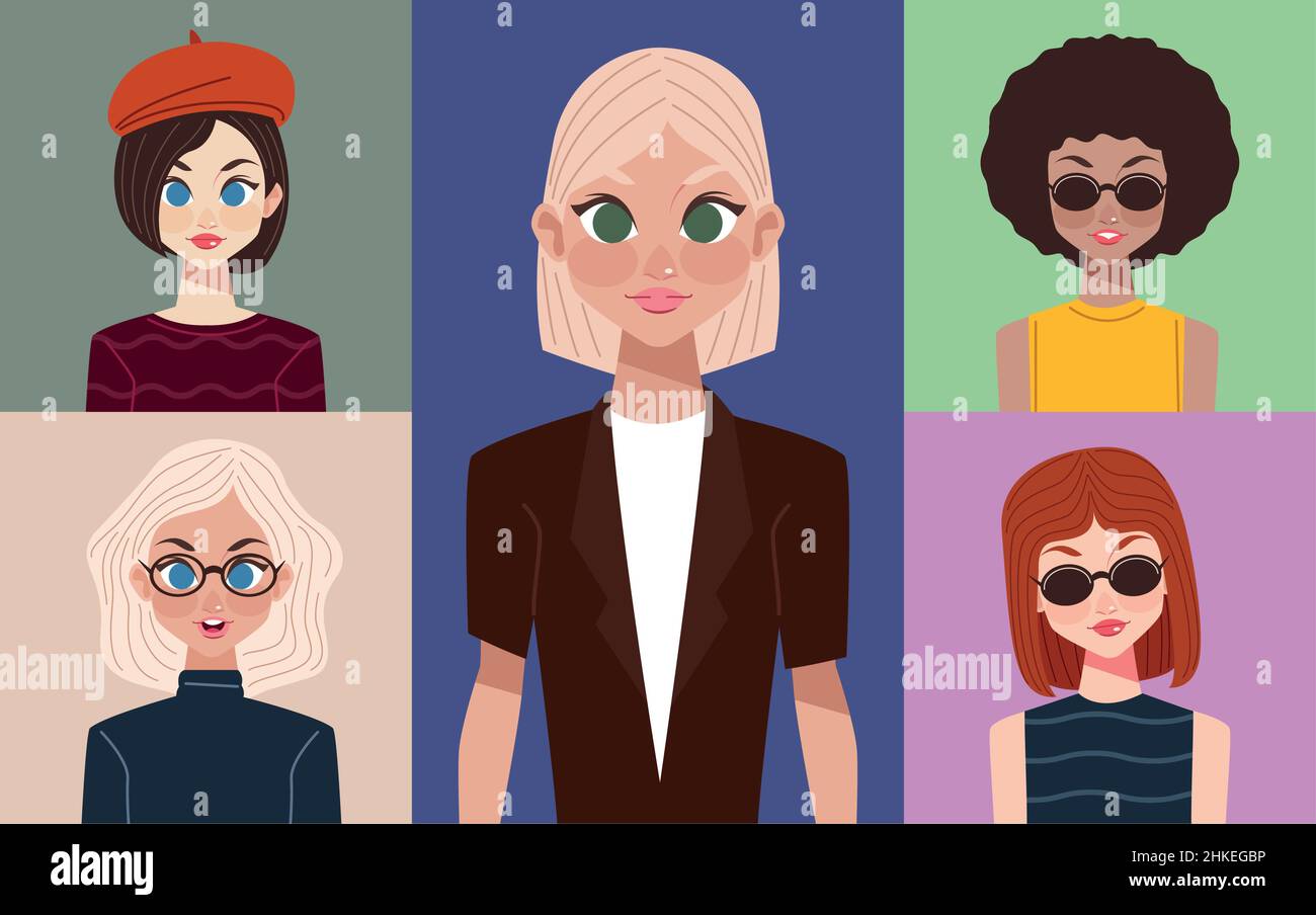 girls cartoons set Stock Vector Image & Art - Alamy