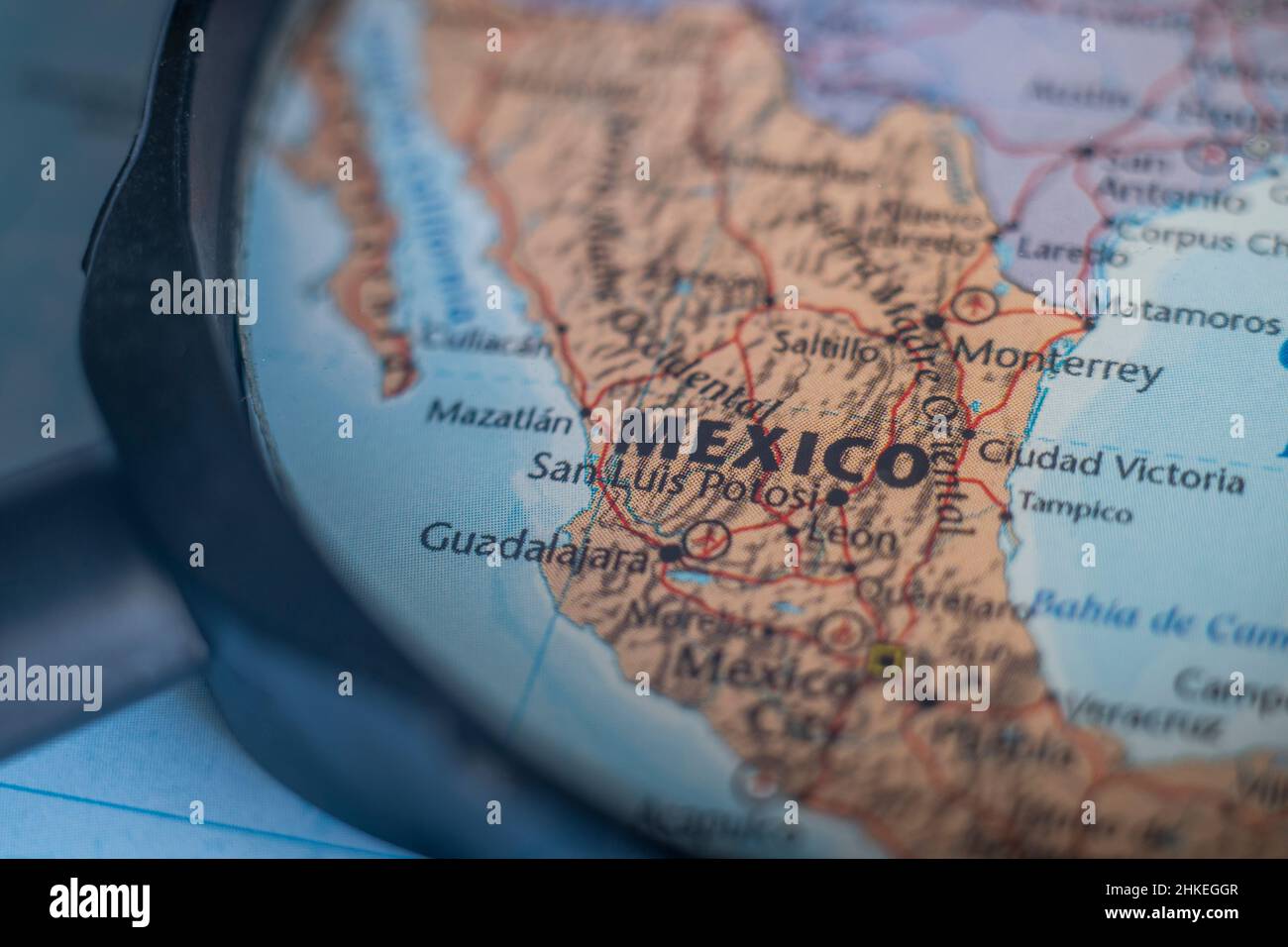 Mexico on a world map through magnifying glass. mexico travel ...