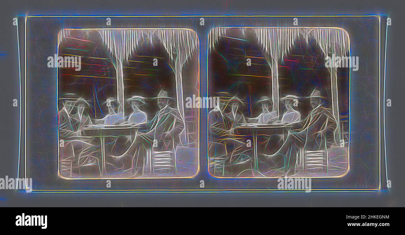 Inspired by Two gentlemen and three women around a table having tea on ...