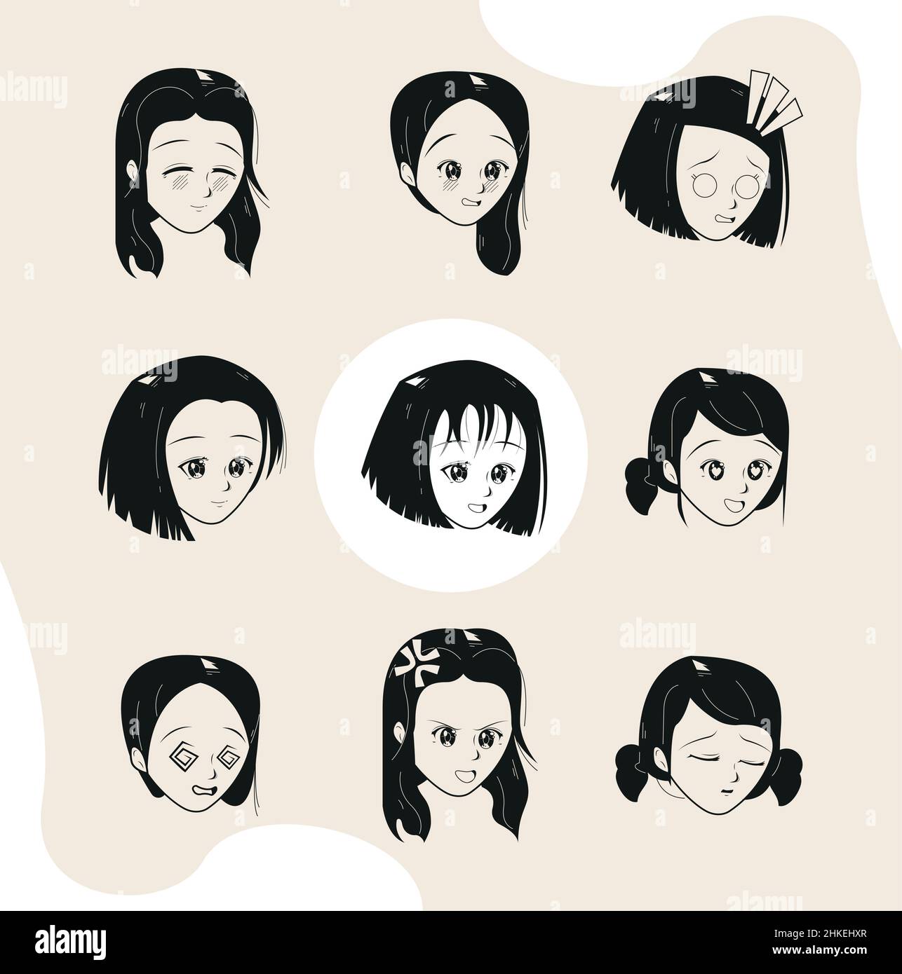 anime girls set Stock Vector Image & Art - Alamy