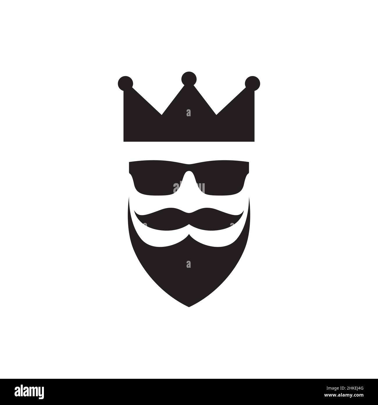 cool face man with beard and crown logo design vector graphic symbol ...