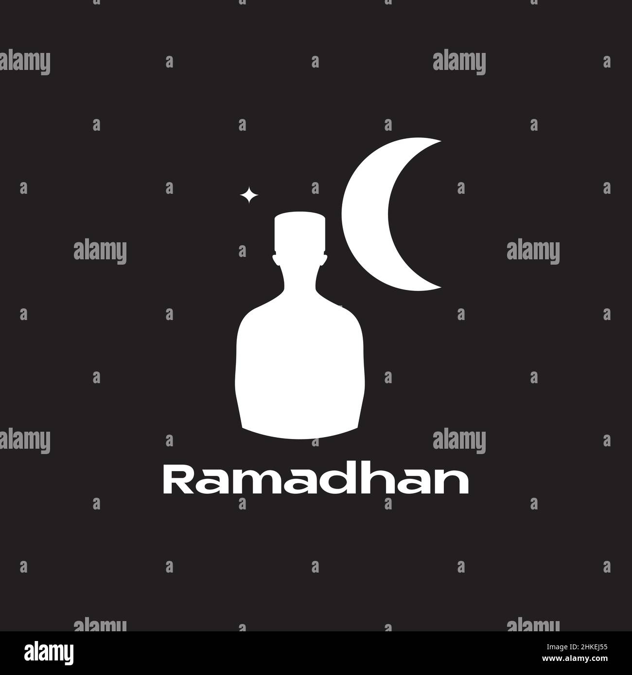 silhouette young man with cap ramadan logo design vector graphic symbol ...