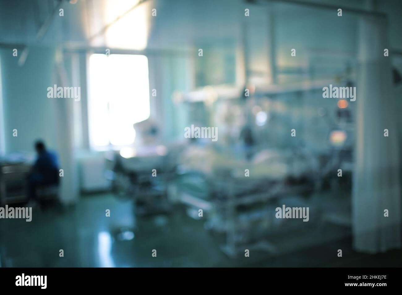 Nurse on duty in the intensive care unit, unfocused background Stock ...