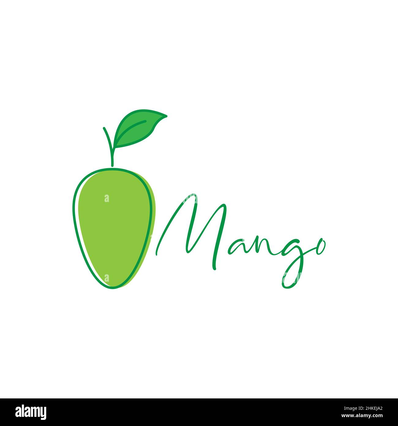 fruit fresh mango green line art colorful logo design vector graphic ...