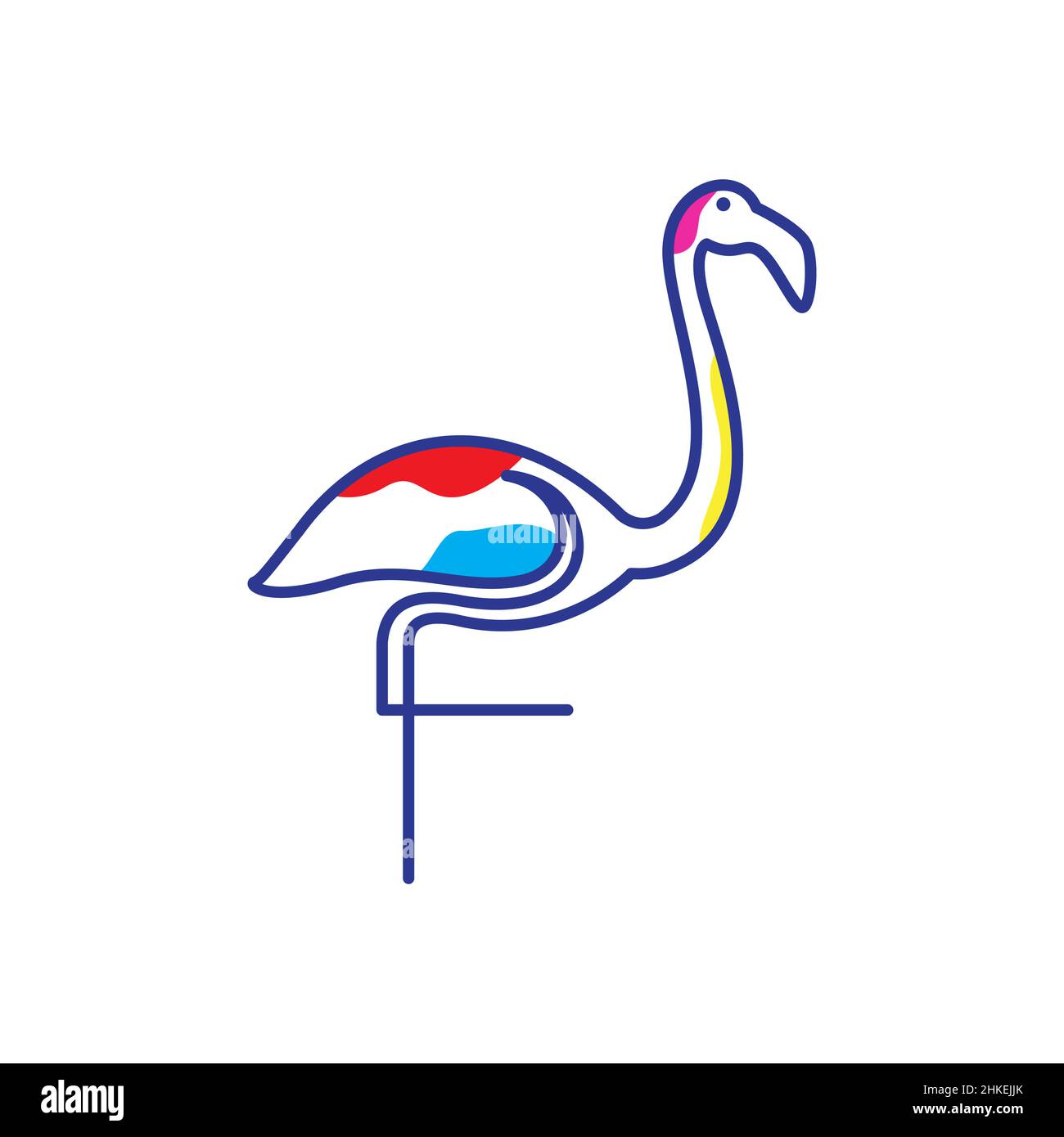 line art colorful abstract bird flamingo logo design vector graphic ...