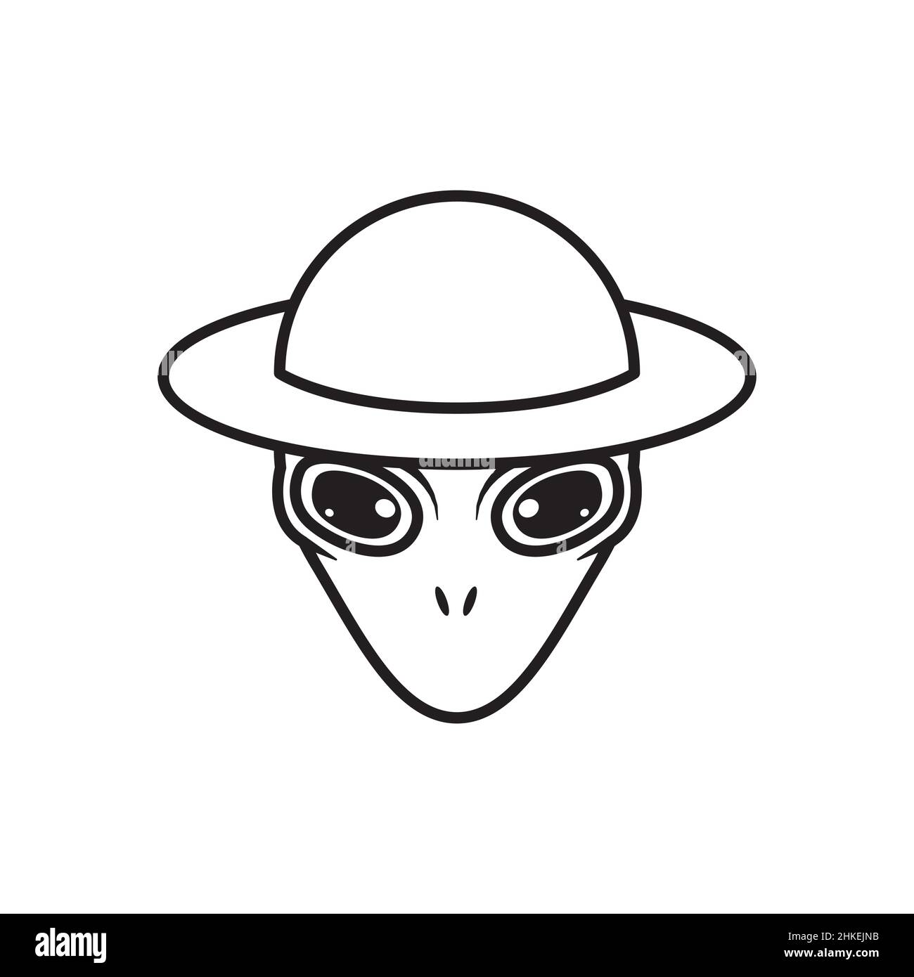 alien with hat logo design vector graphic symbol icon illustration ...
