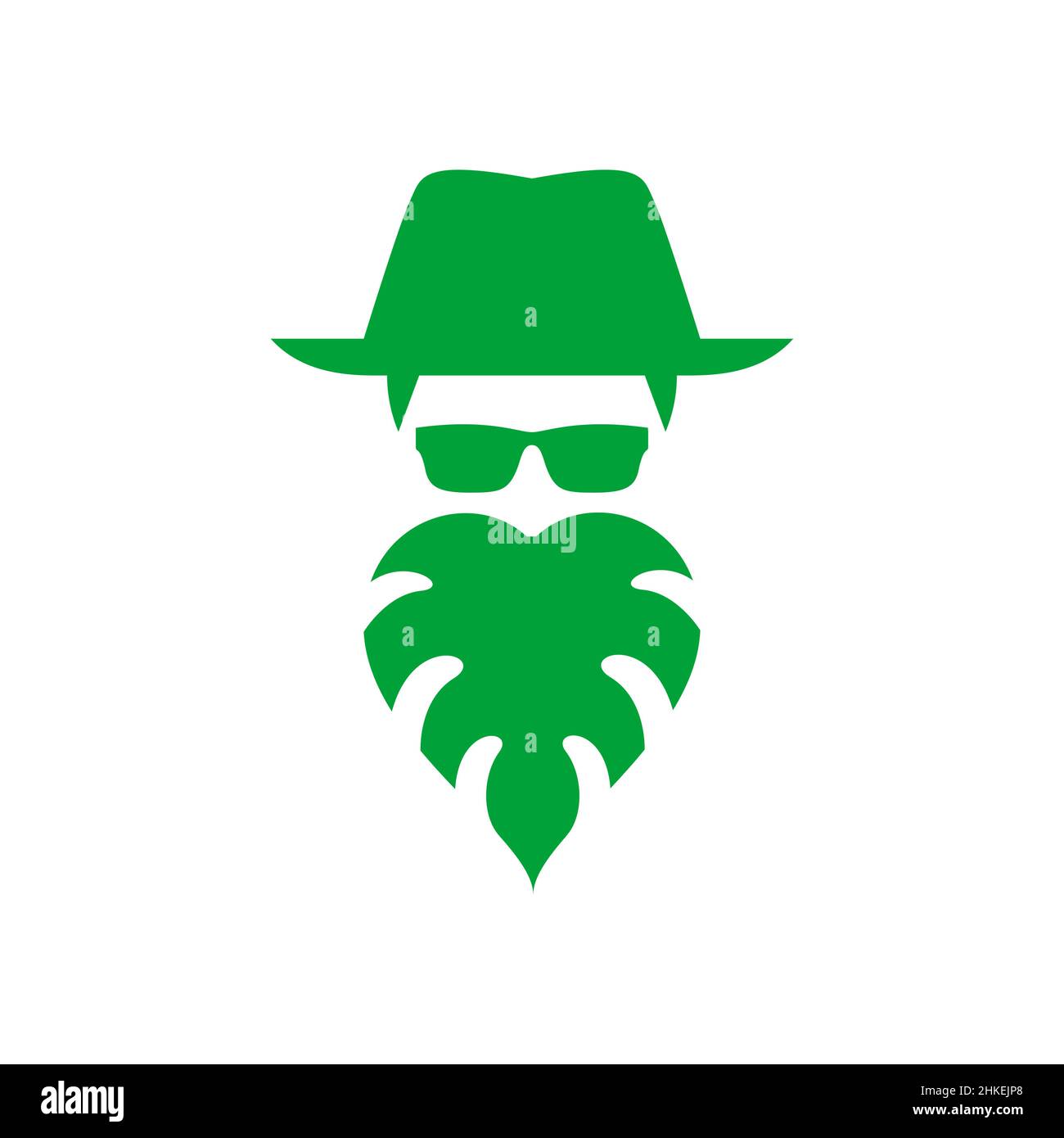 cool man with beard leaf logo design vector graphic symbol icon ...