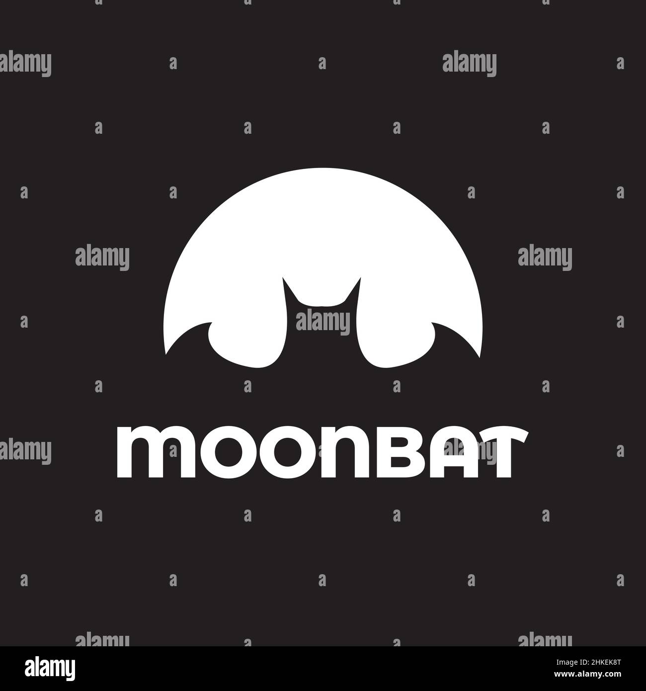 negative space moon with bat logo design vector graphic symbol icon ...