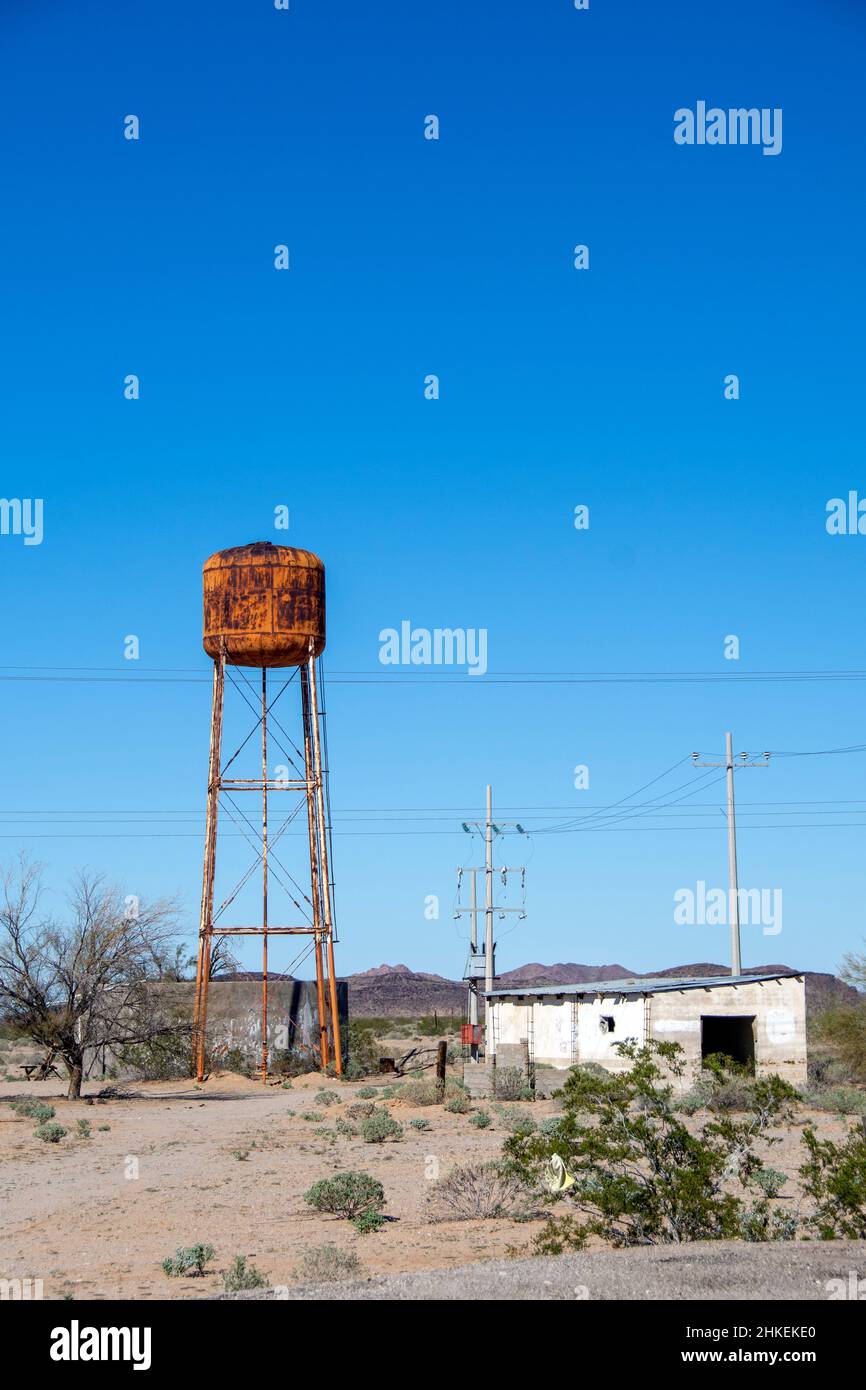 A water tower outside the Sonoyta city limits, Sonoyta, Sonora, Mexico ...