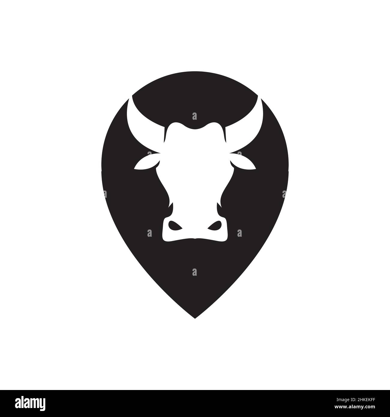 pin map location with cow head logo design, vector graphic symbol icon ...