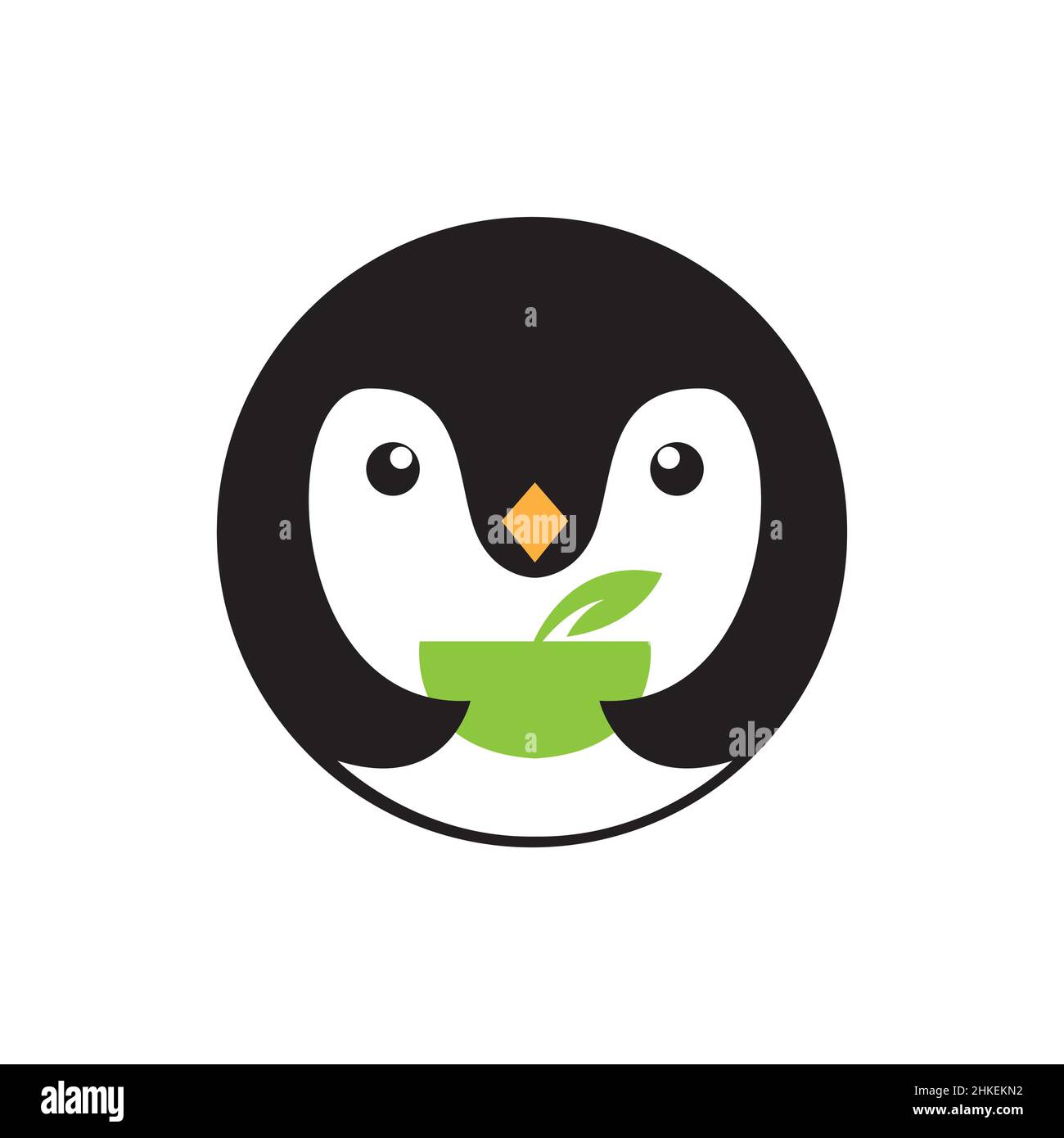 cute penguin with tea or logo design, vector graphic symbol icon ...