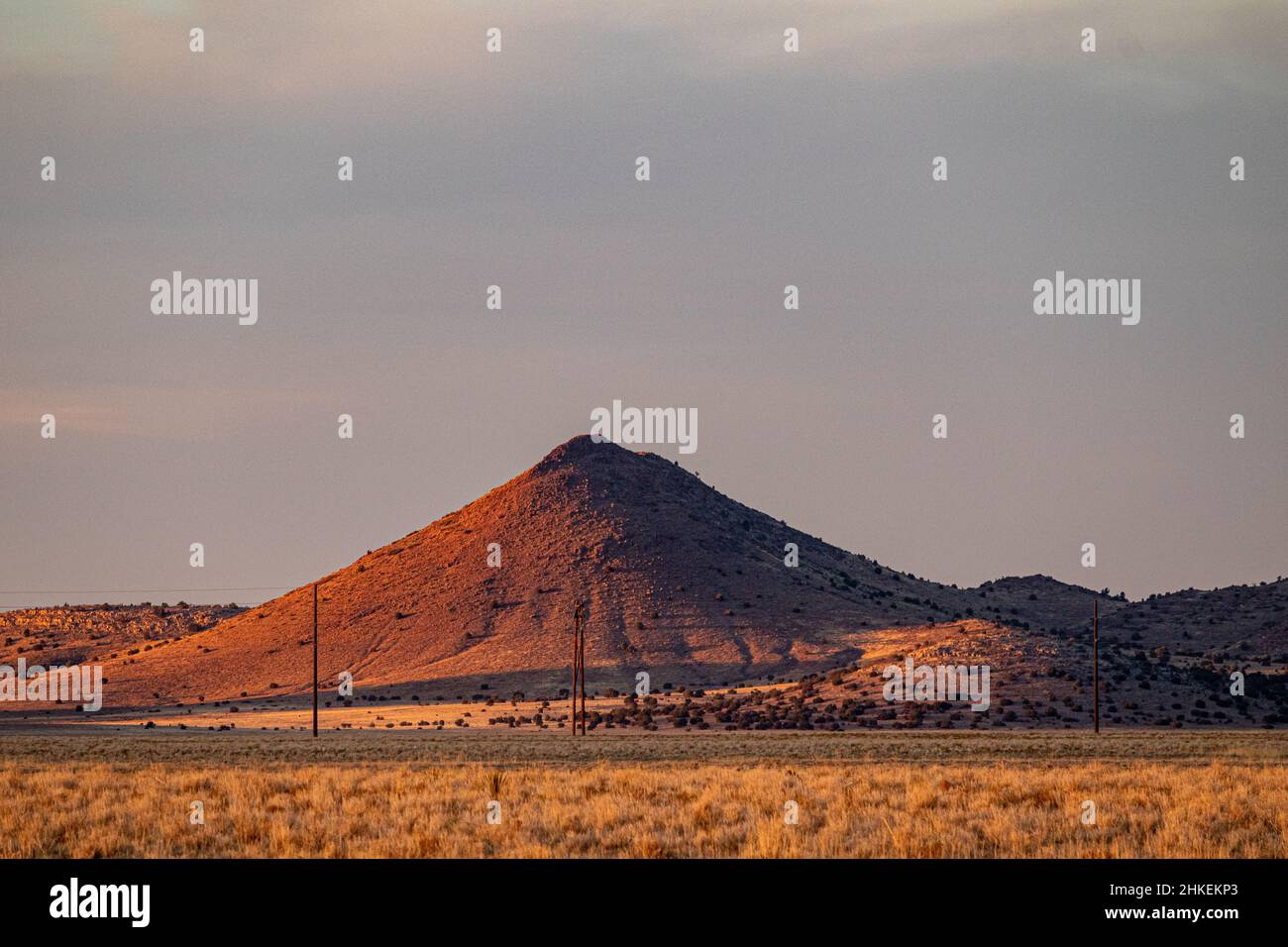 Pyramid-shaped mountain near Prescott Valley Arizona - Sunset Stock ...