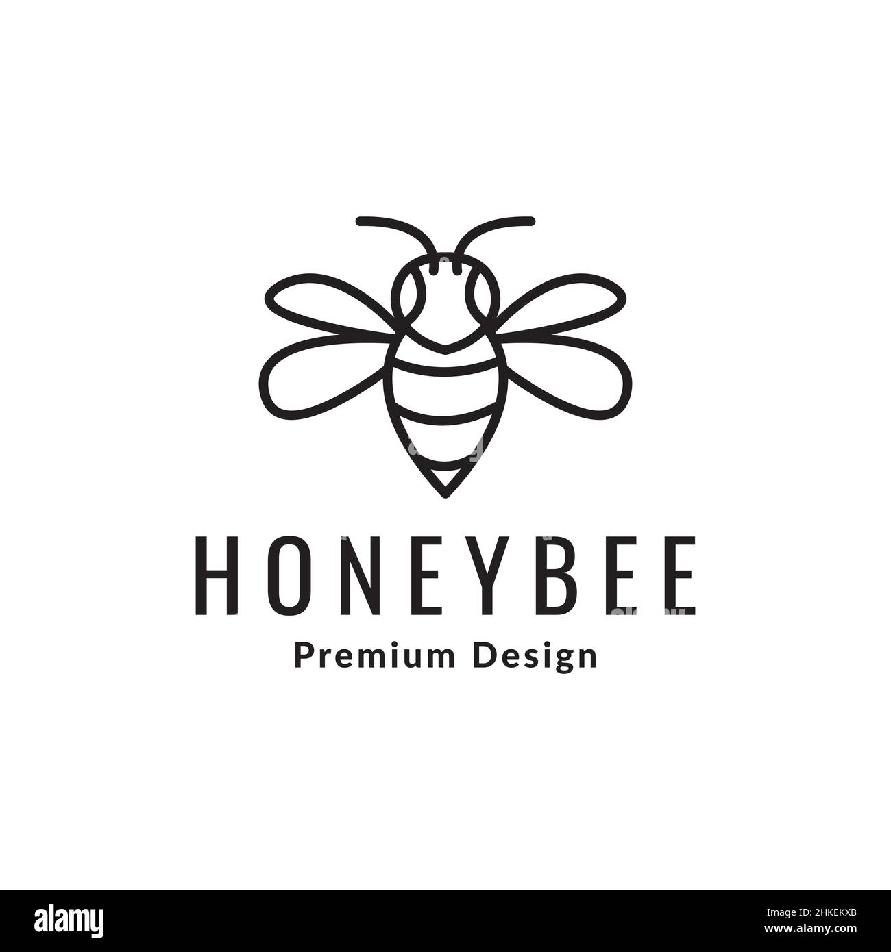 line cartoon shape little honey bee logo design, vector graphic symbol ...