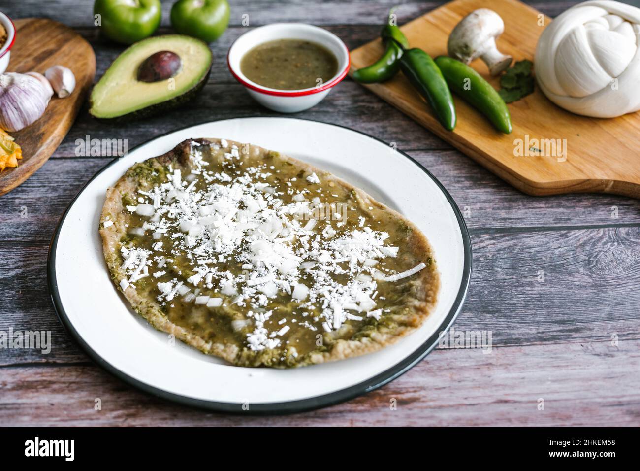 Memela poblana with green sauce, traditional food of the gastronomy of ...