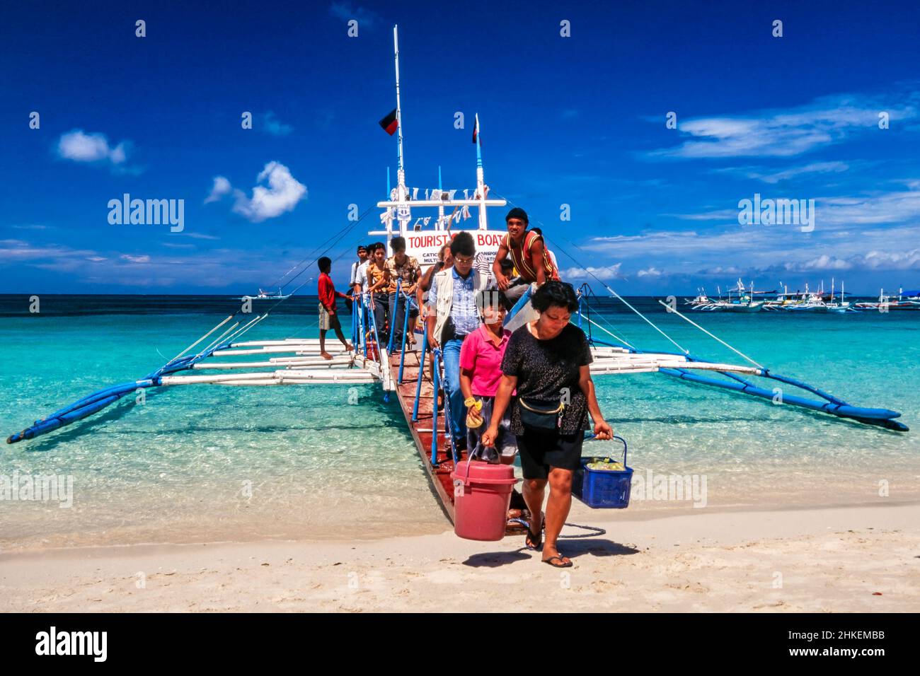 Tourist ferry at White Beach, Boracay, Aklan, Visayas, Philippines ...