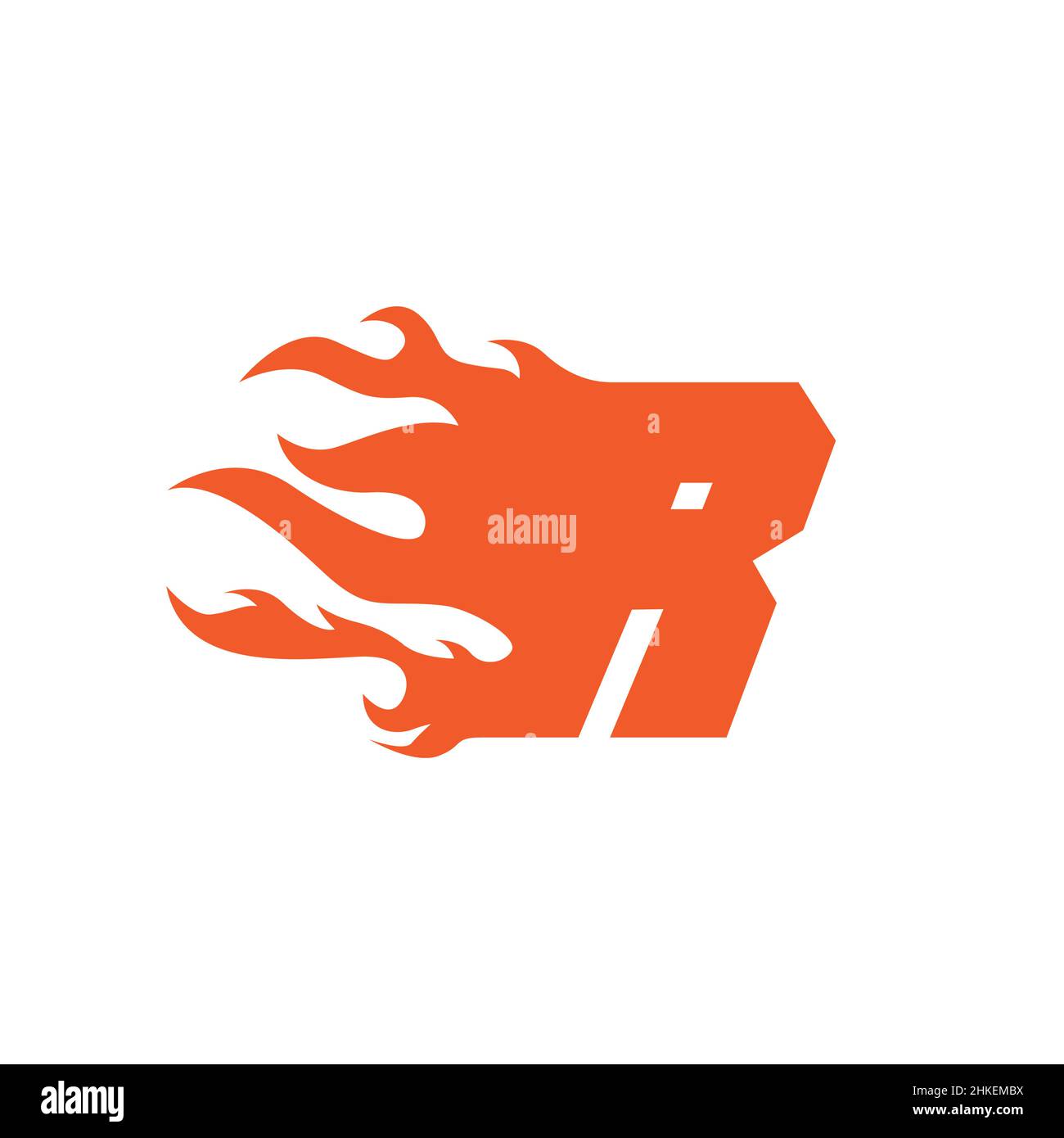 letter R with fire flame logo design vector graphic symbol icon ...