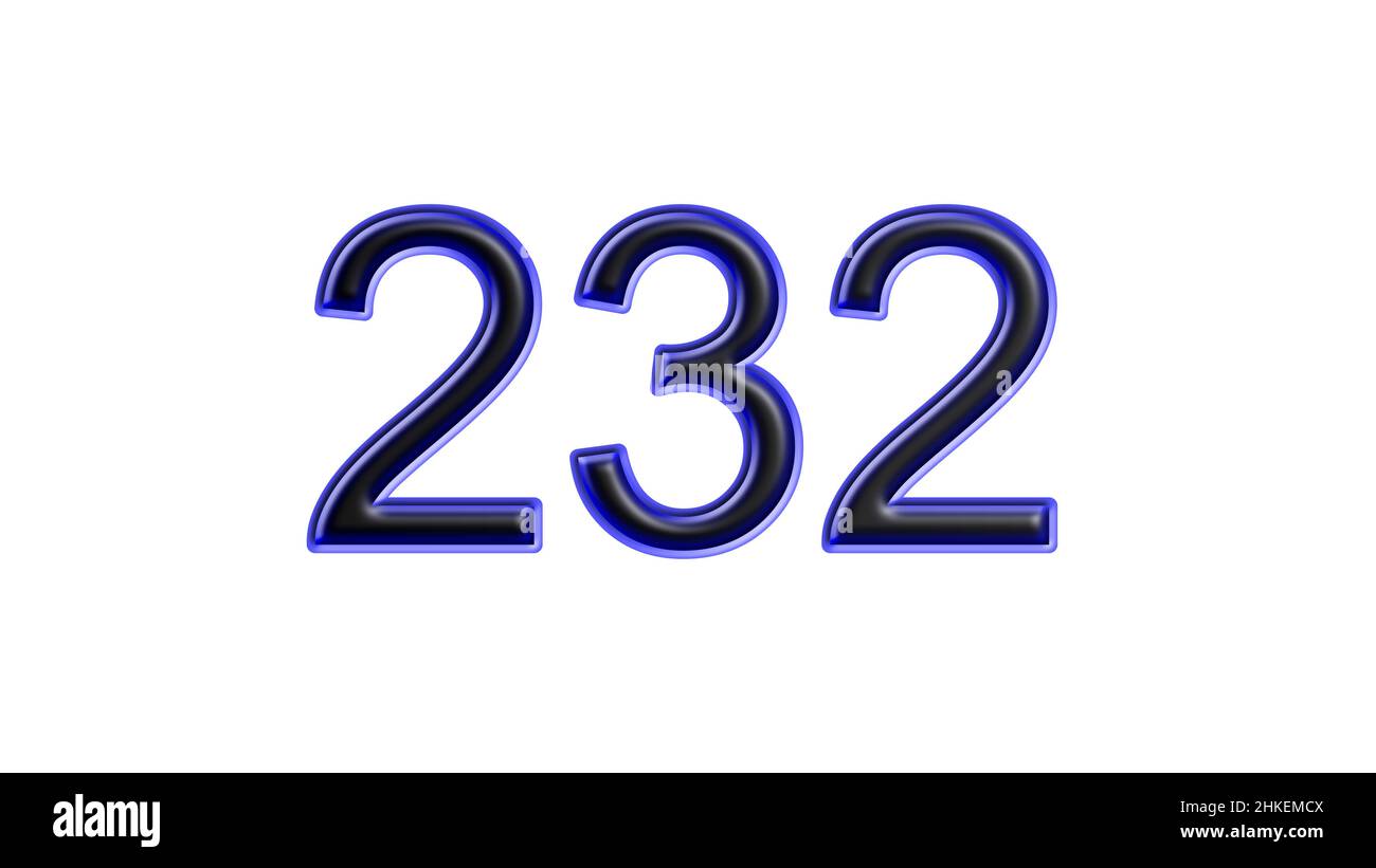 blue 232 number 3d effect white background Stock Photo - Alamy