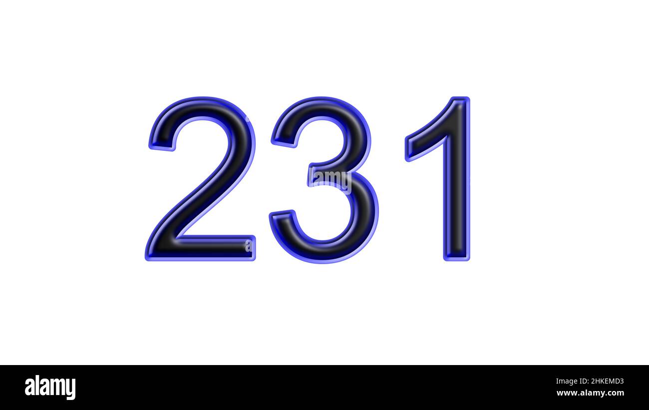 blue 231 number 3d effect white background Stock Photo - Alamy