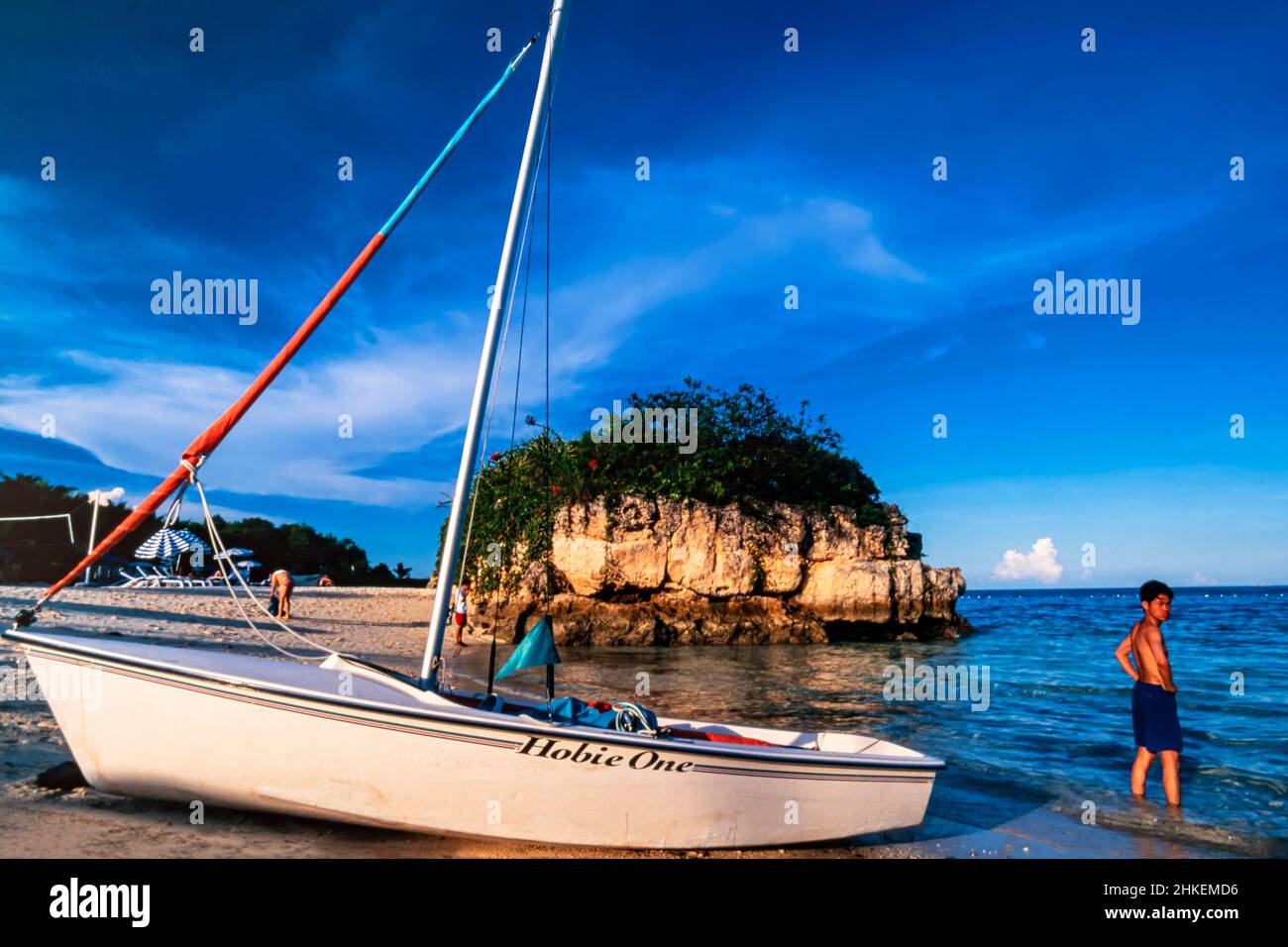 Boat on resort beach, Mactan Island, Cebu, Philippines Stock Photo - Alamy