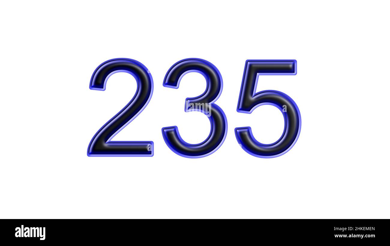 blue 235 number 3d effect white background Stock Photo - Alamy