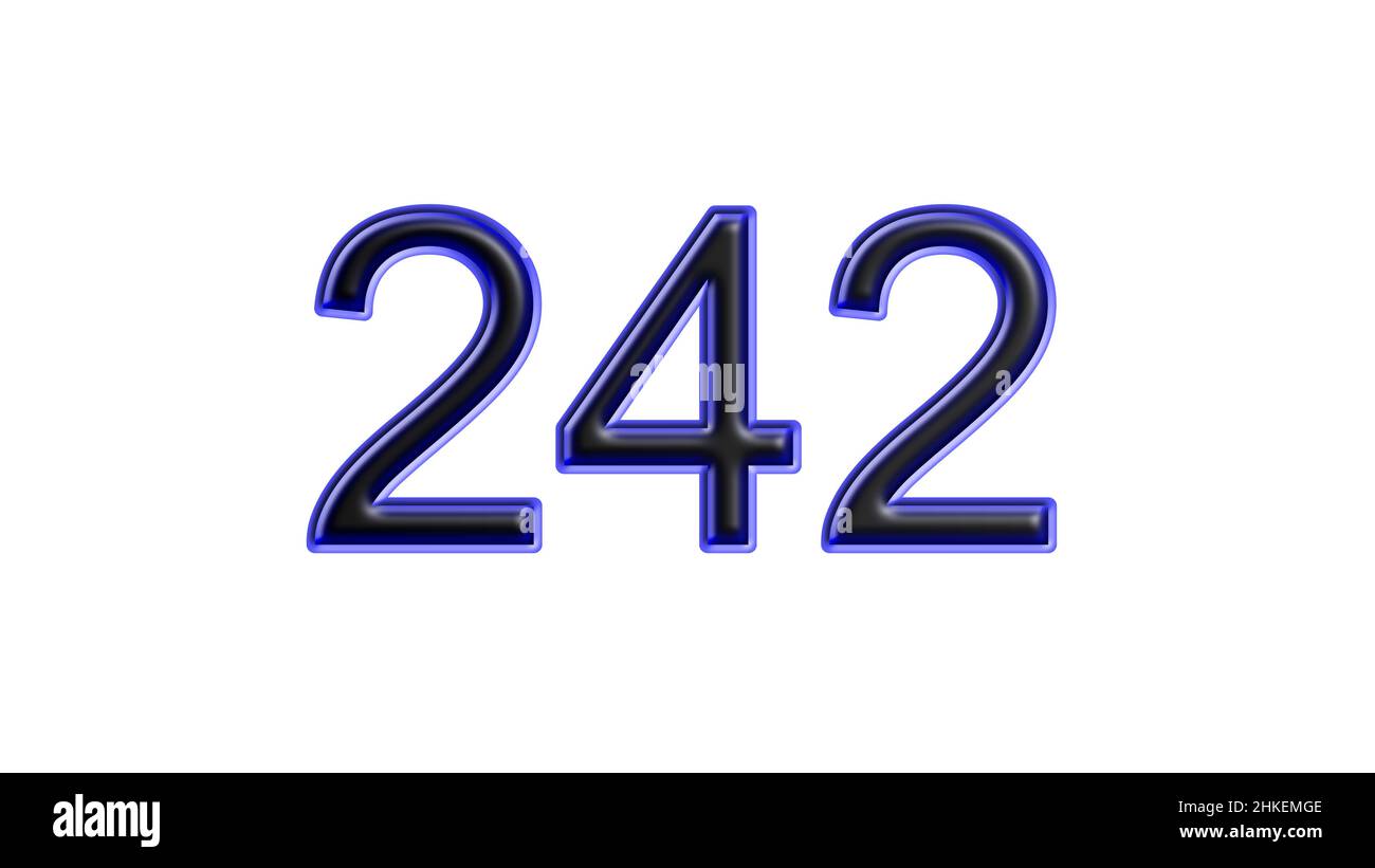 blue 242 number 3d effect white background Stock Photo - Alamy