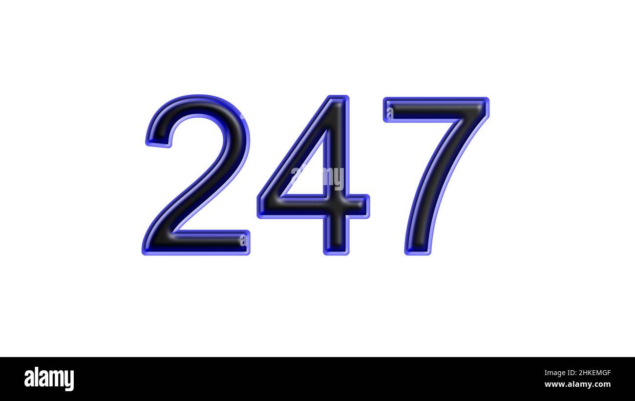 blue 247 number 3d effect white background Stock Photo - Alamy