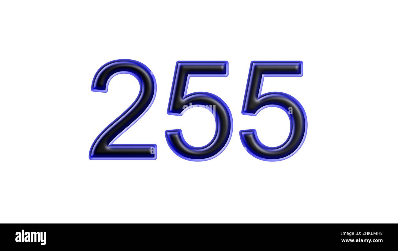 blue 255 number 3d effect white background Stock Photo - Alamy