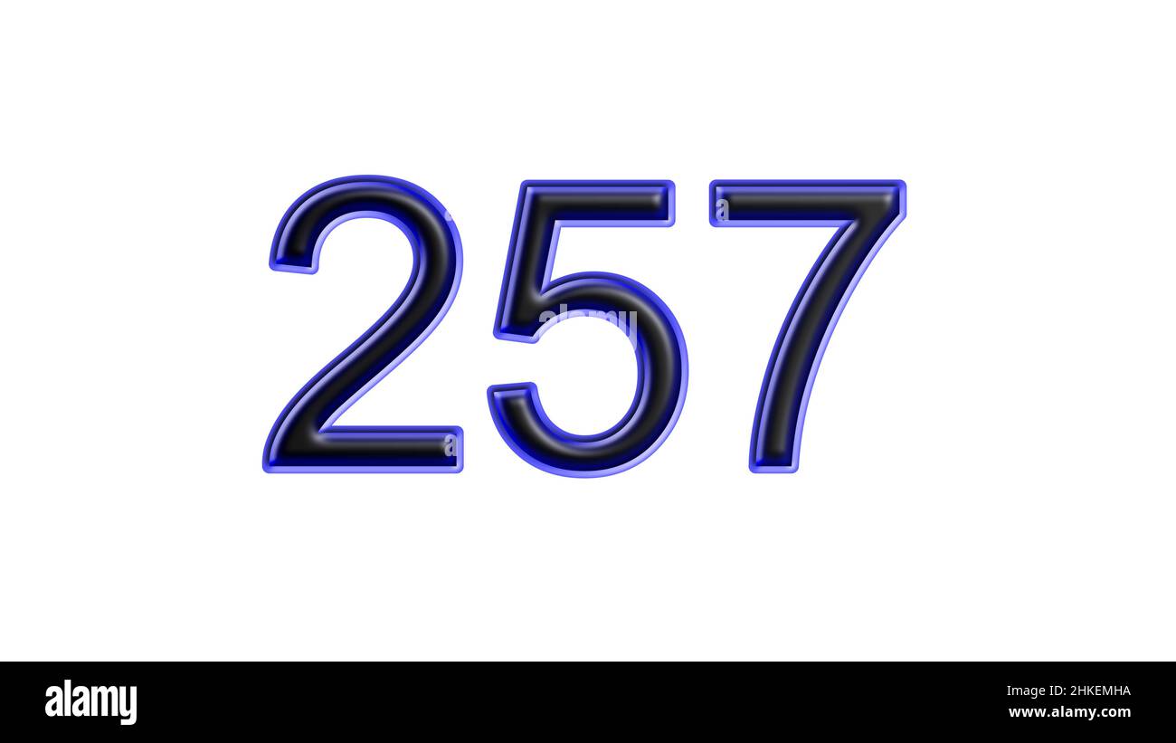 blue 257 number 3d effect white background Stock Photo - Alamy