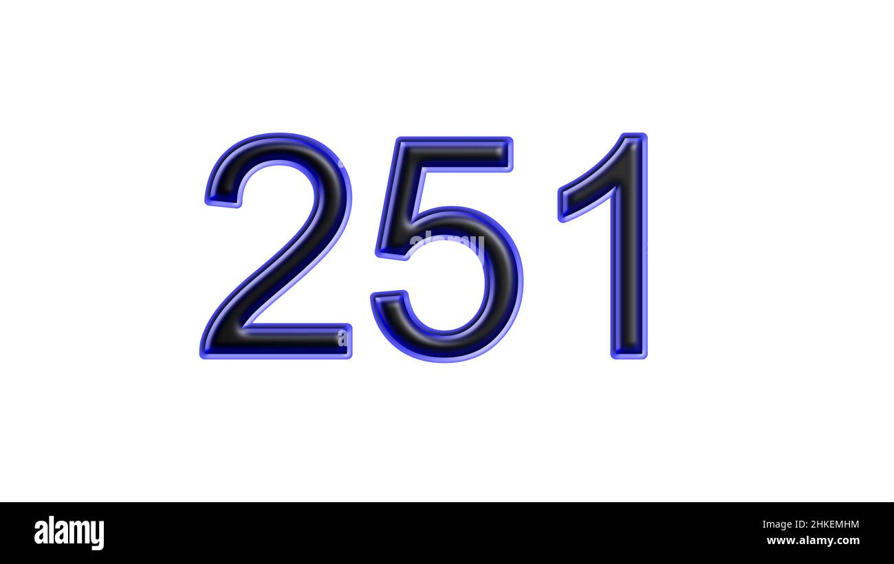 blue 251 number 3d effect white background Stock Photo - Alamy
