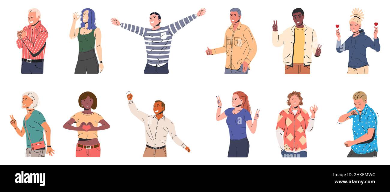 Various People Showing Positive Gestures Stock Vector Image & Art - Alamy