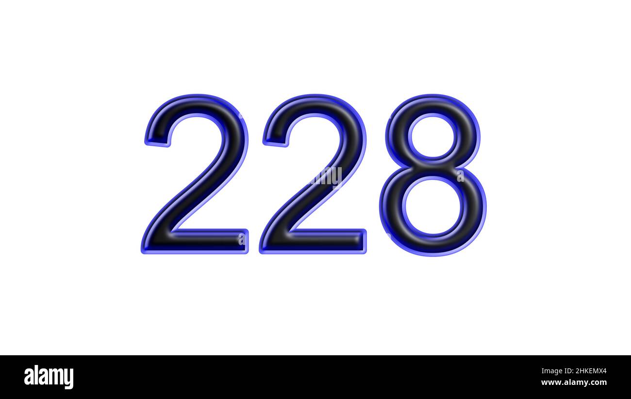 blue 228 number 3d effect white background Stock Photo - Alamy