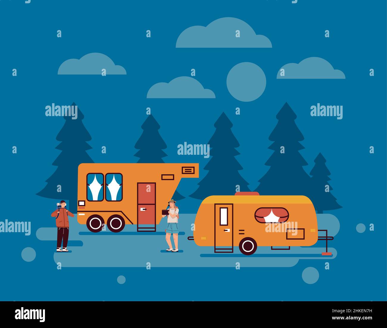 Tourists night Stock Vector Images - Alamy