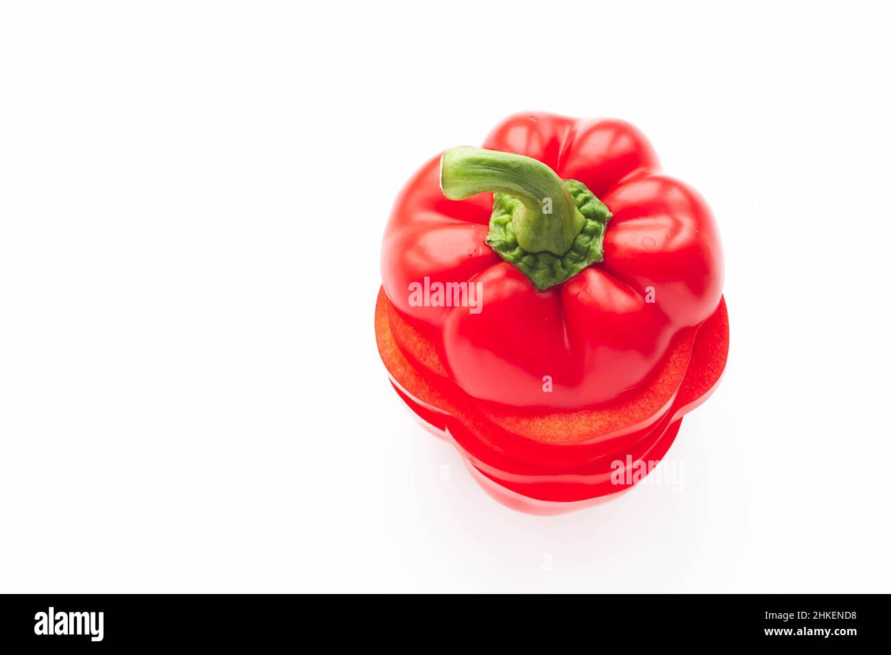 Pepper. Sliced red pepper. Vegetable rings. Fresh vegetable close-up ...