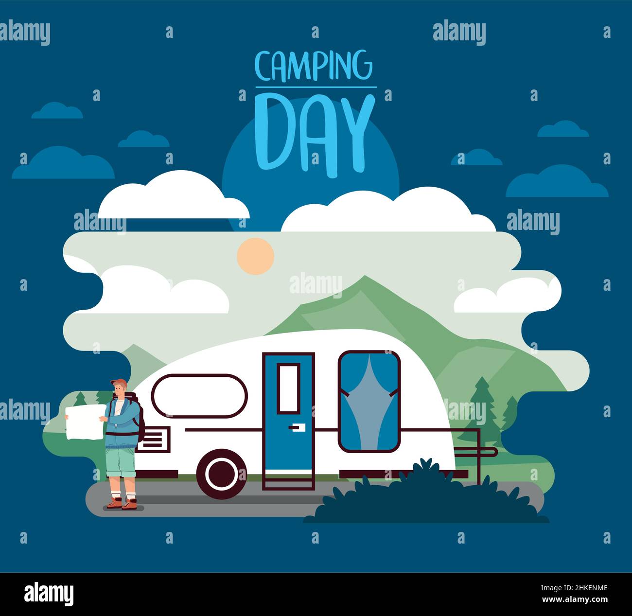 white camper and lettering Stock Vector Image & Art - Alamy