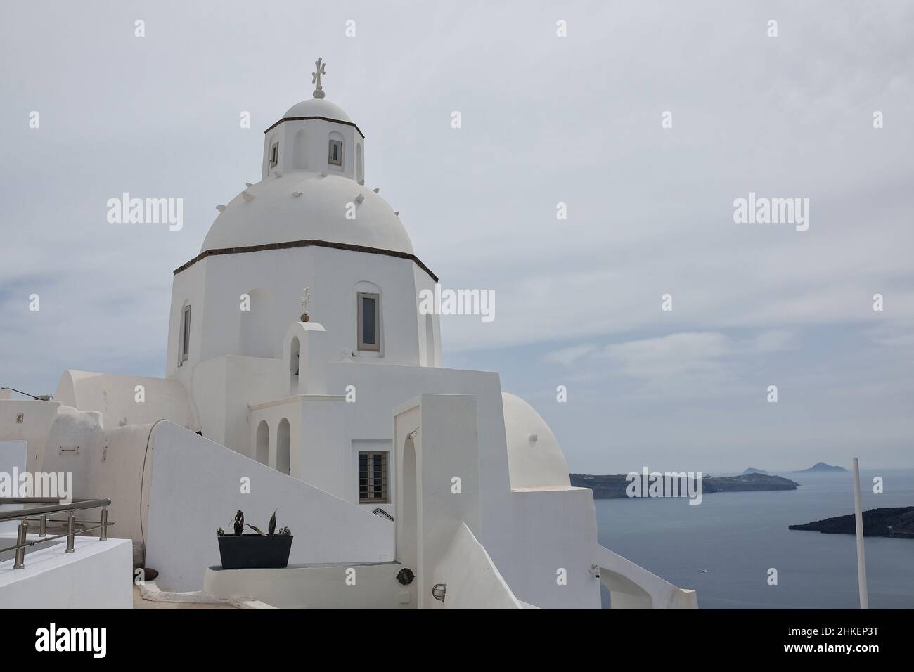 View of an orthodox Greek chapel in Fira Santorini Greece Stock Photo ...