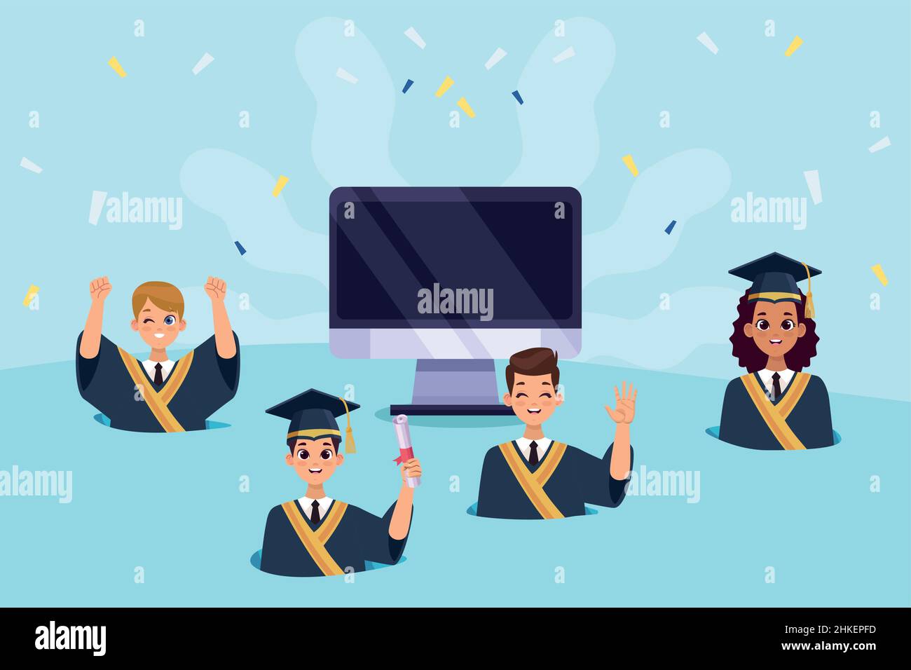 desktop with students graduates Stock Vector Image & Art - Alamy