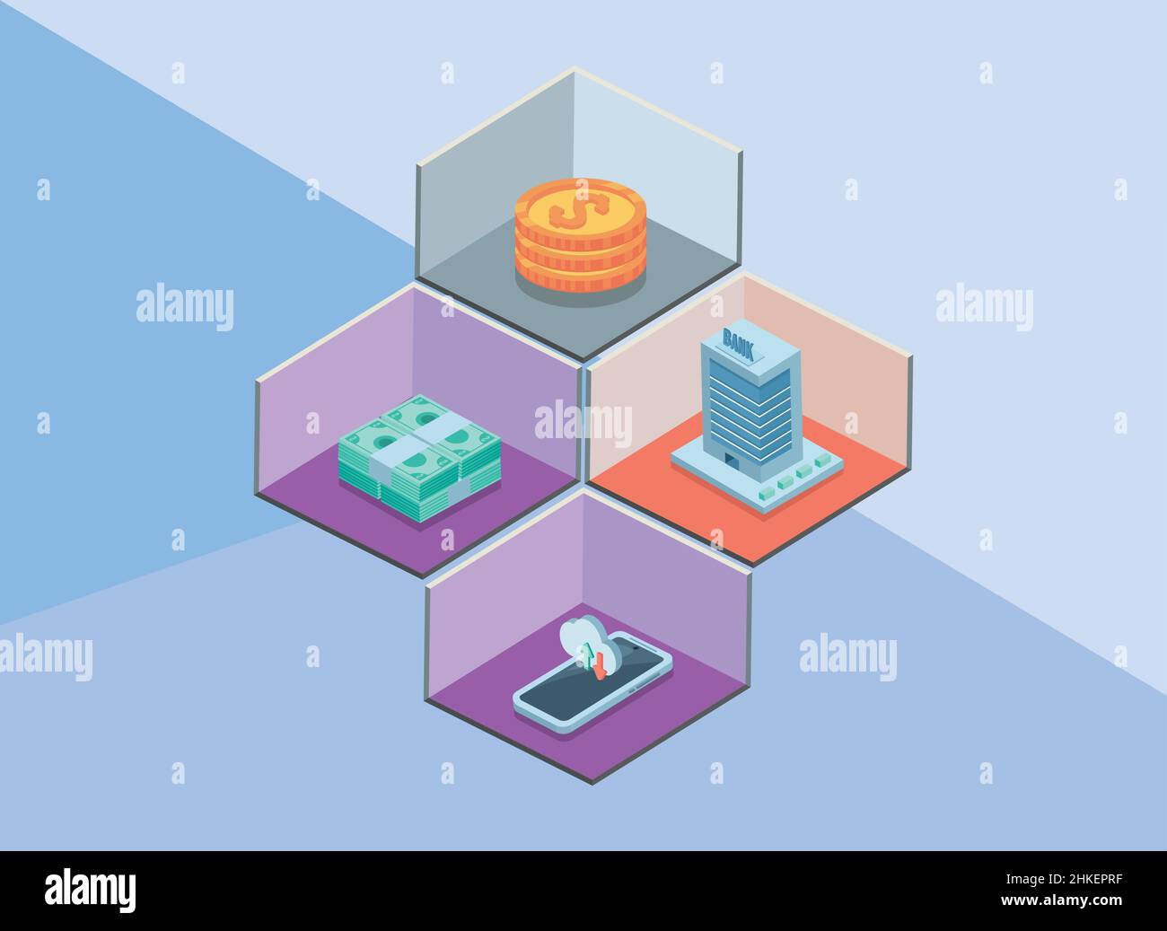 virtual banking four icons Stock Vector Image & Art - Alamy