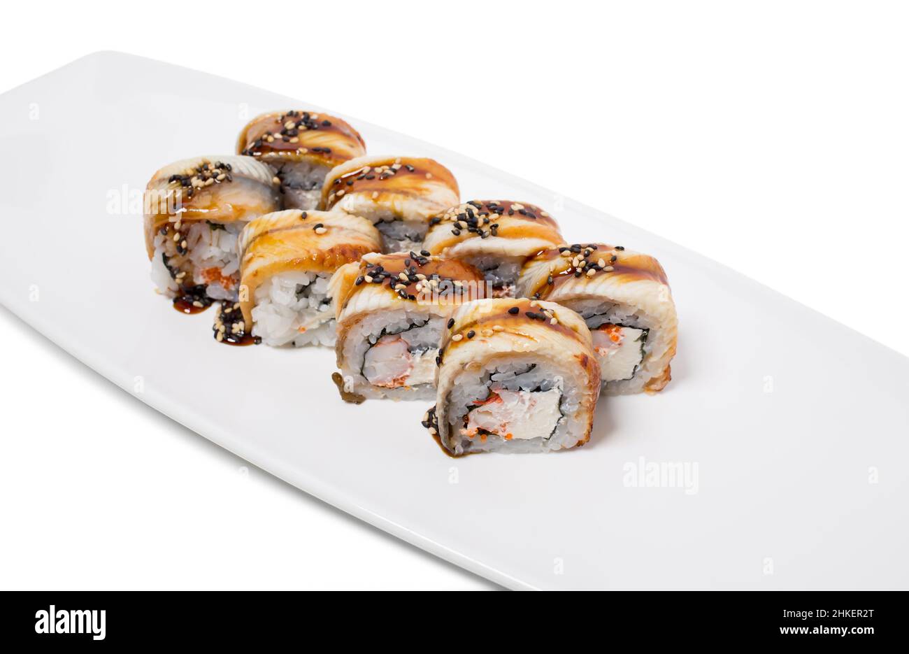 Canada roll with snow crab. Isolated on a white background Stock Photo ...