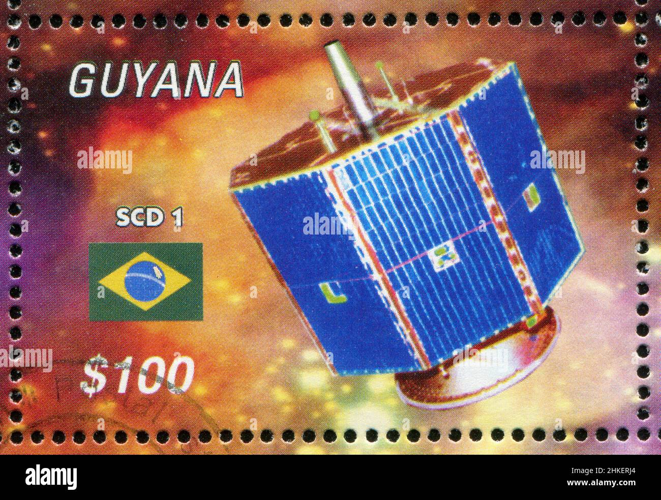 GUYANA - CIRCA 2000: stamp printed by Guyana, shows space satellite, circa 2000 Stock Photo - Alamy