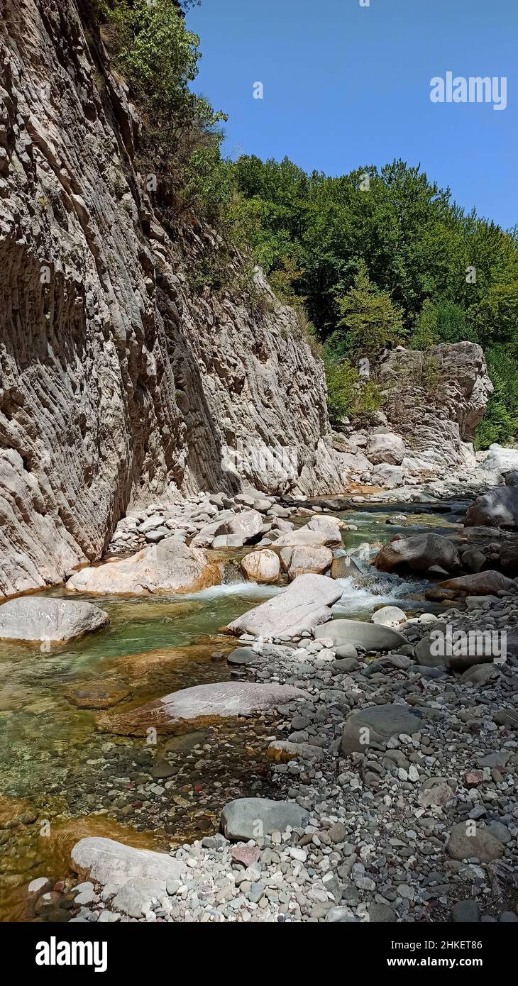 The Always raining canyon (Panta Vrehei) with waterfalls in Karpenissi ...