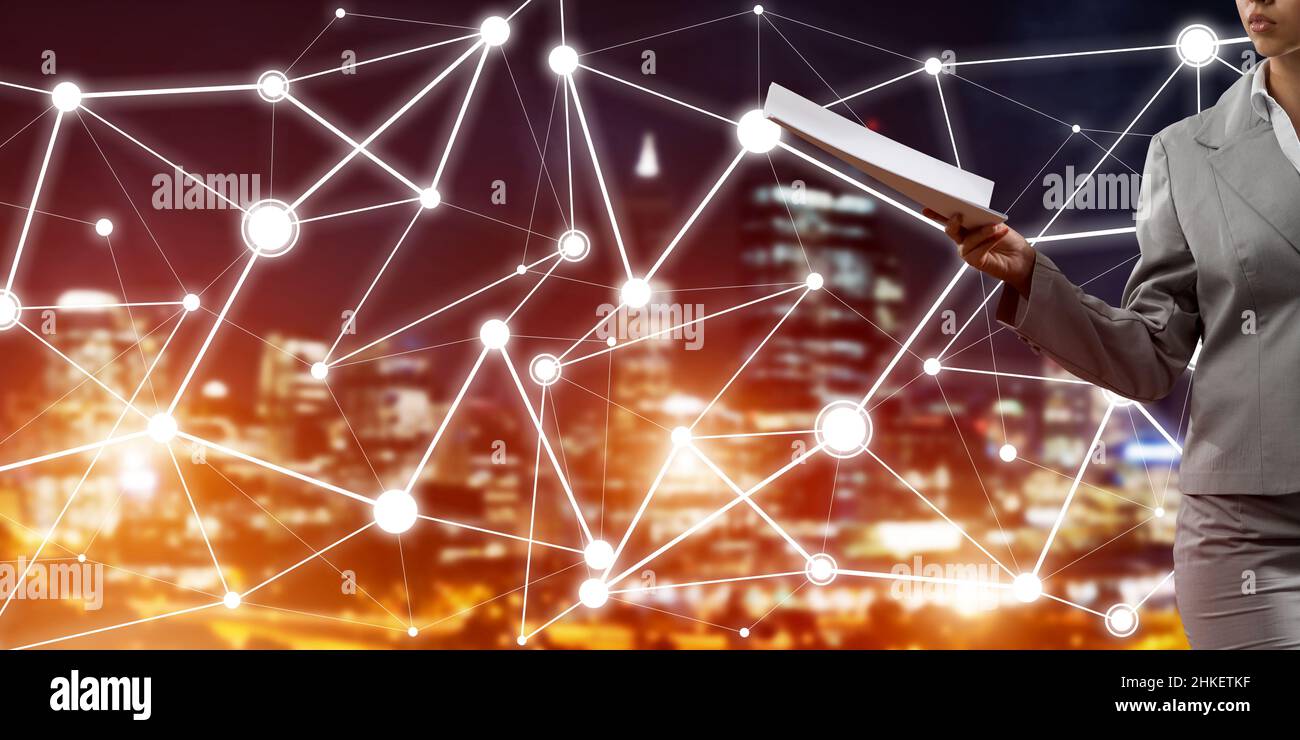 Concept of modern business networking that connect and cooperate people ...