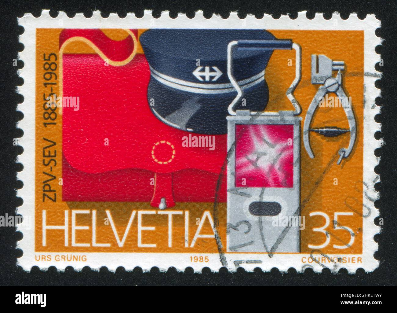 SWITZERLAND - CIRCA 1985: stamp printed by Switzerland, shows Railway ...