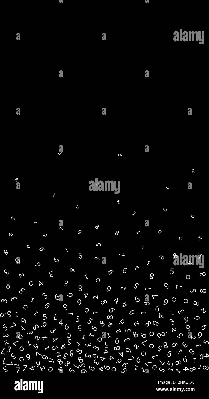 Falling numbers, big data concept. Binary white random flying digits ...
