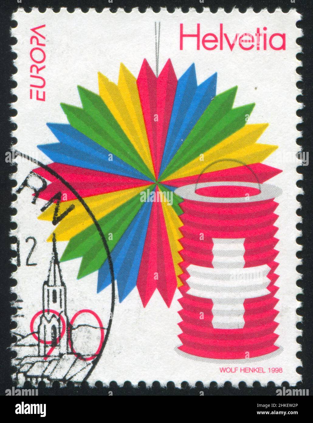 SWITZERLAND - CIRCA 1998: stamp printed by Switzerland, shows Castle ...