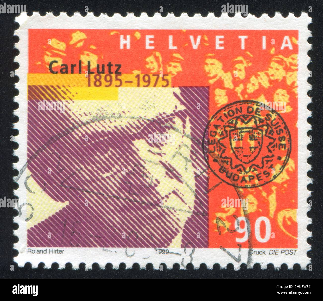 SWITZERLAND - CIRCA 1999: stamp printed by Switzerland, shows Carl Lutz ...